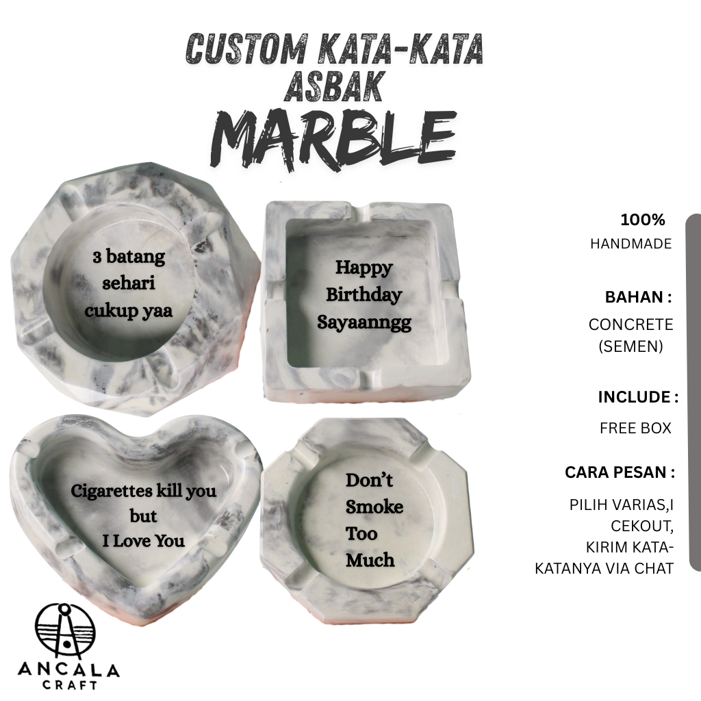 Jual Marble Asbak bisa custom Kata-kata untuk kado Aesthetic | Shopee ...
