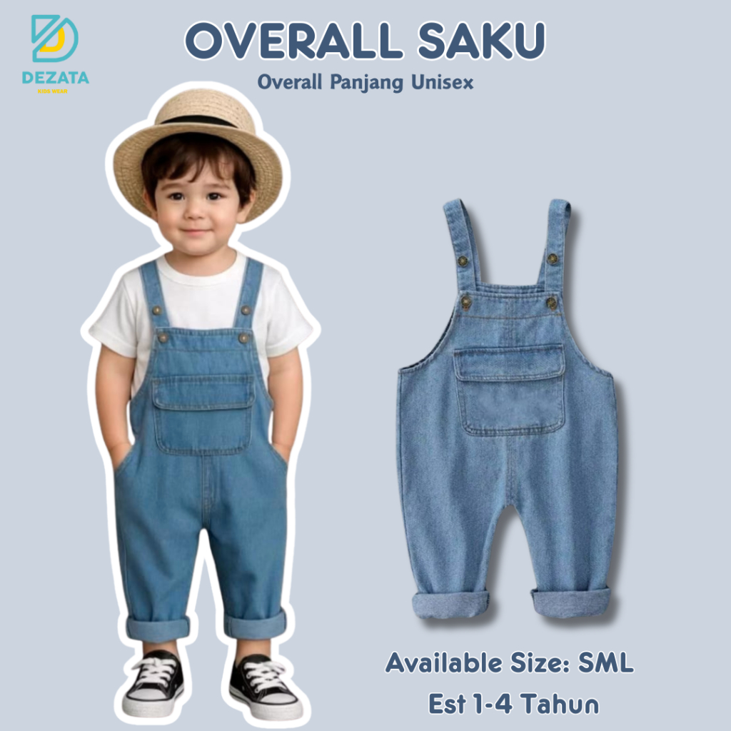 Jual OVERALL SAKU - Overall Panjang Anak 1-4 Tahun Overall Jeans Anak ...