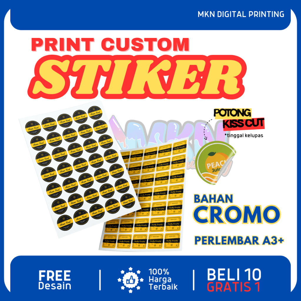 Jual Print & Cut Sticker Chromo A3+, Cetak Cut Stiker Label Cromo Murah ...