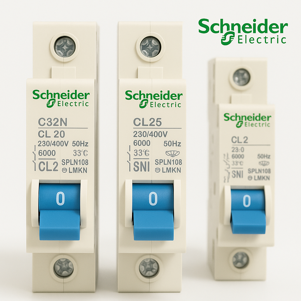 Jual MCB SCHNEIDER BIRU PLN 1P 2 4 6 10 16 20 25 35 40 A AMPER 2A 4A 6A 10A 16A 20A 25A 35A KWH ...