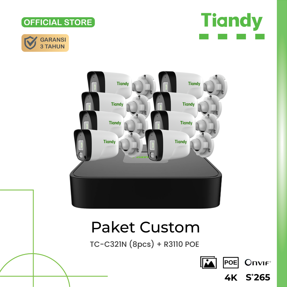 Jual Paket Custom Tiandy TC-KIT 8 Channel Kamera CCTV 2MP Outdoor + NVR ...