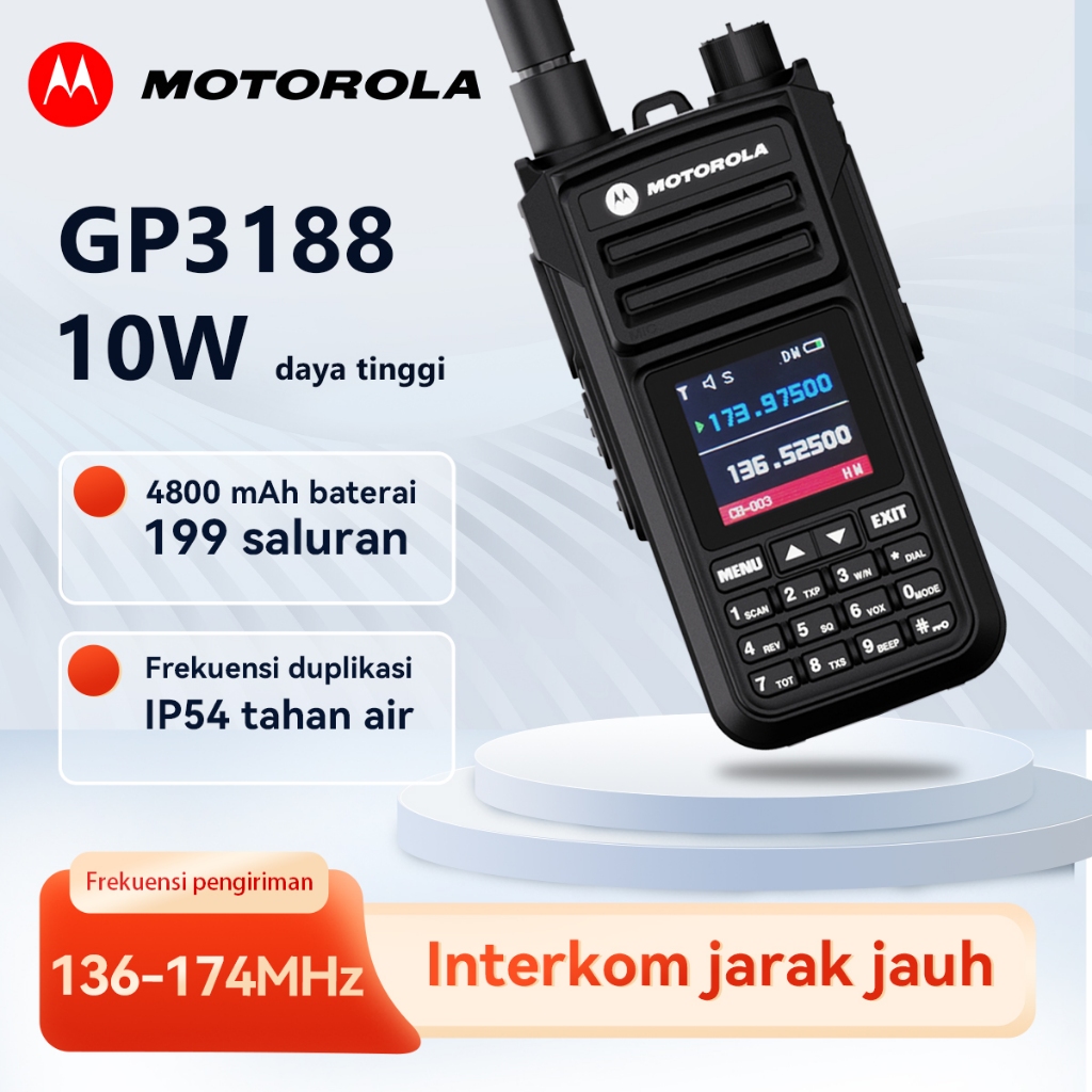 Jual HT Motorola GP3188 Walkie Talkie 10W Handy Talky | 20KM Long Range ...