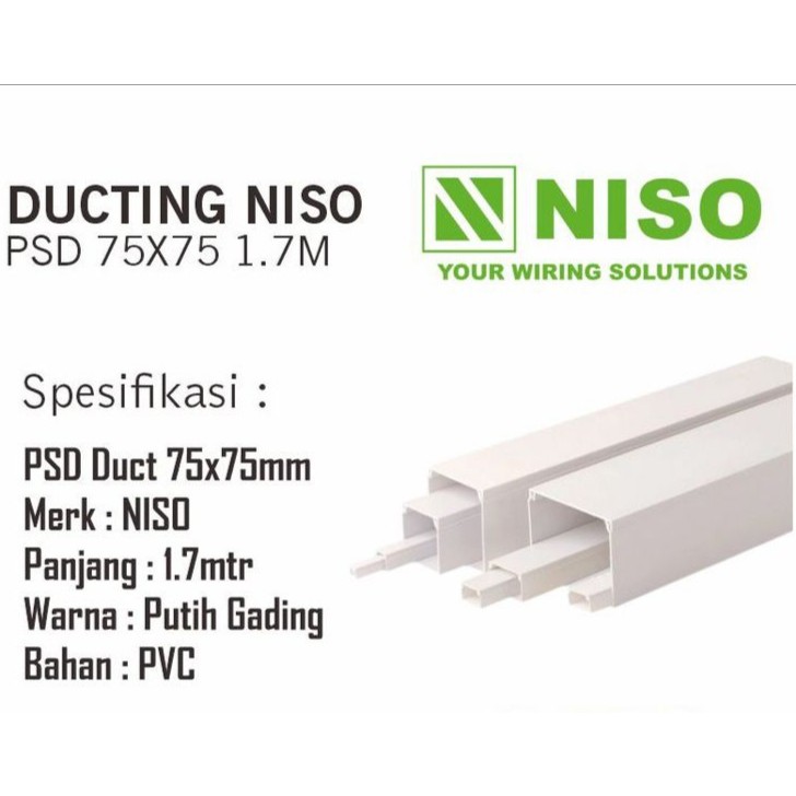 Jual NISO Kabel Duct 75x75 1.7M Ducting Kabel 7.5cm PVC Putih | Shopee ...