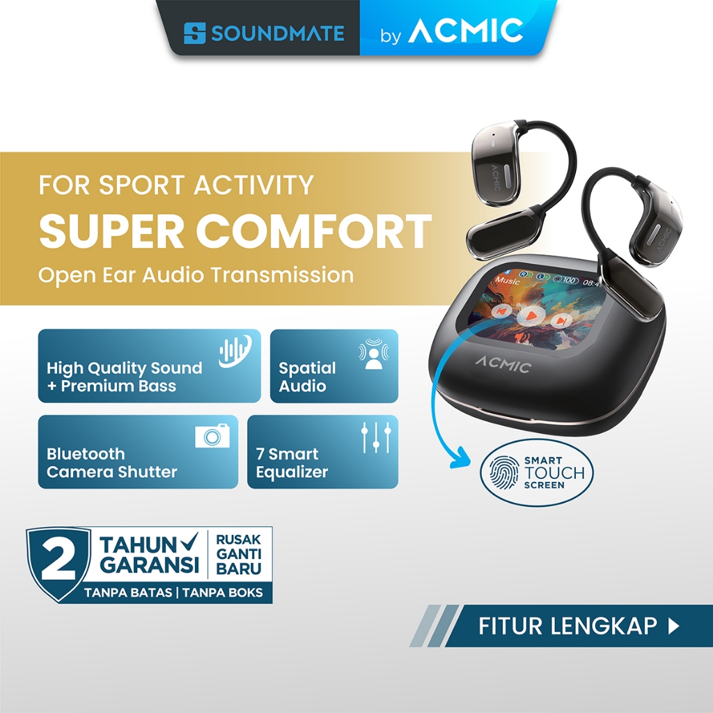 Jual ACMIC AURA OWS Open Wear Stereo Bluetooth Earphone Headset Open ...