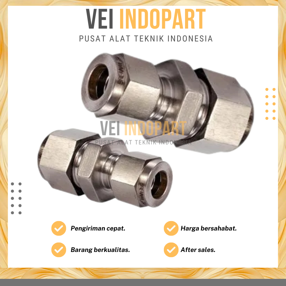 Jual 10MM x 8MM Reducer Union Connector / Tube 10 MM x 8 MM Stainless ...