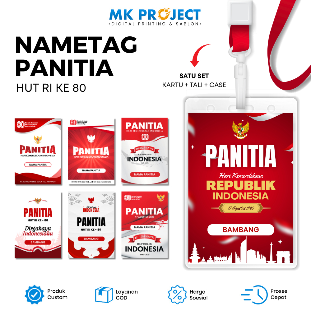 Jual KARTU PANITIA HUT RI 2025 1 SET LENGKAP NAMETAG PANITIA 17 AGUSTUS ...