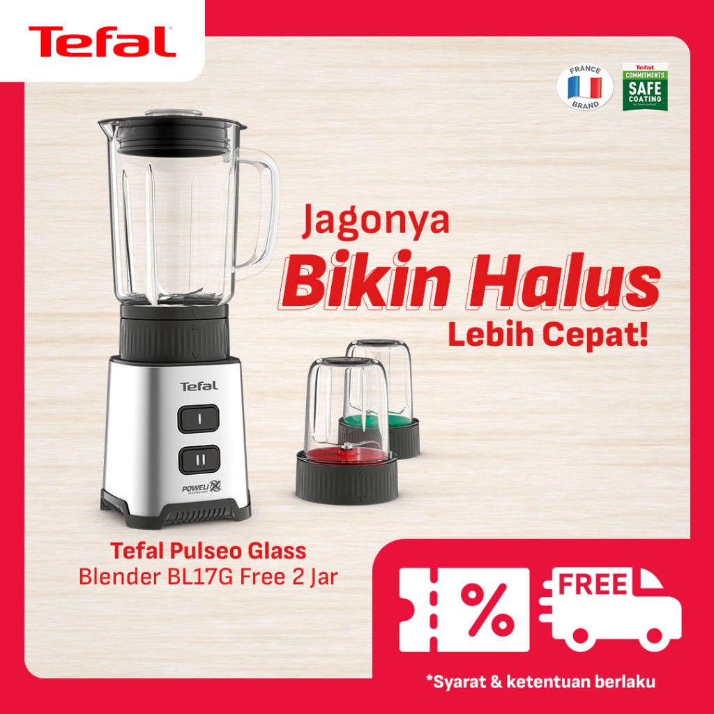 Jual Tefal Blender Pulseo Glass Kaca 1 L / 4 Mata Pisau dan Chopper / Low Watt Garansi 1 Tahun ...