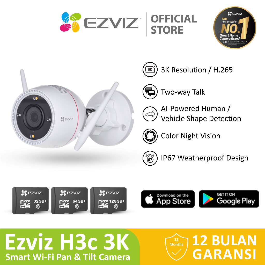 Jual Ezviz H3c 5MP 3K Security Smart Home IP Camera CCTV Outdoor w/SD ...