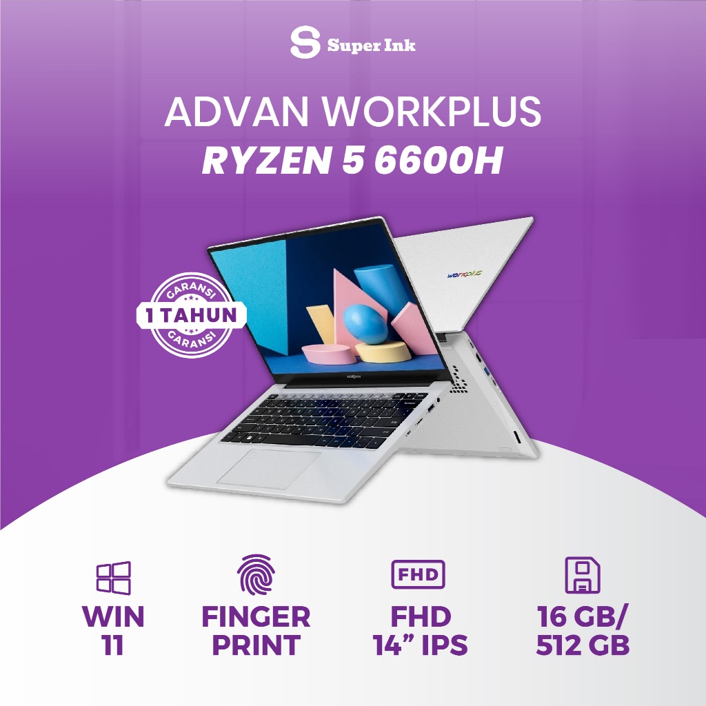 Jual Laptop ADVAN Workplus Ryzen 5 6600H RAM 16GB SSD 512GB Windows 11 ...
