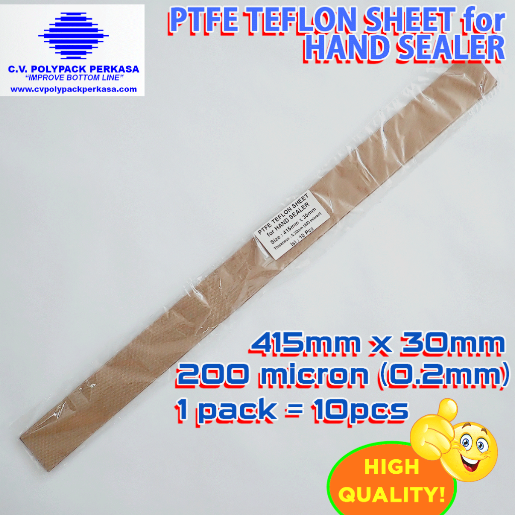 Jual PTFE Teflon Sheet for Hand Sealer Size 415mm x 30mm x 0.2mm isi 10 ...