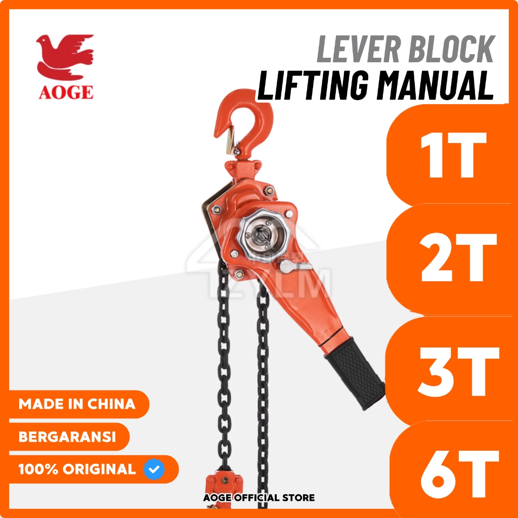Jual AOGE Lever Block 1-2-3-6-9 Ton-1.5-3-6-9meter - Lifting Manual ...