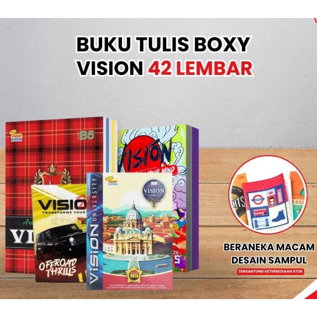 Jual (1 PAK ISI 6) Buku Tulis Besar Panjang VISION / Buku Tulis Boxy ...