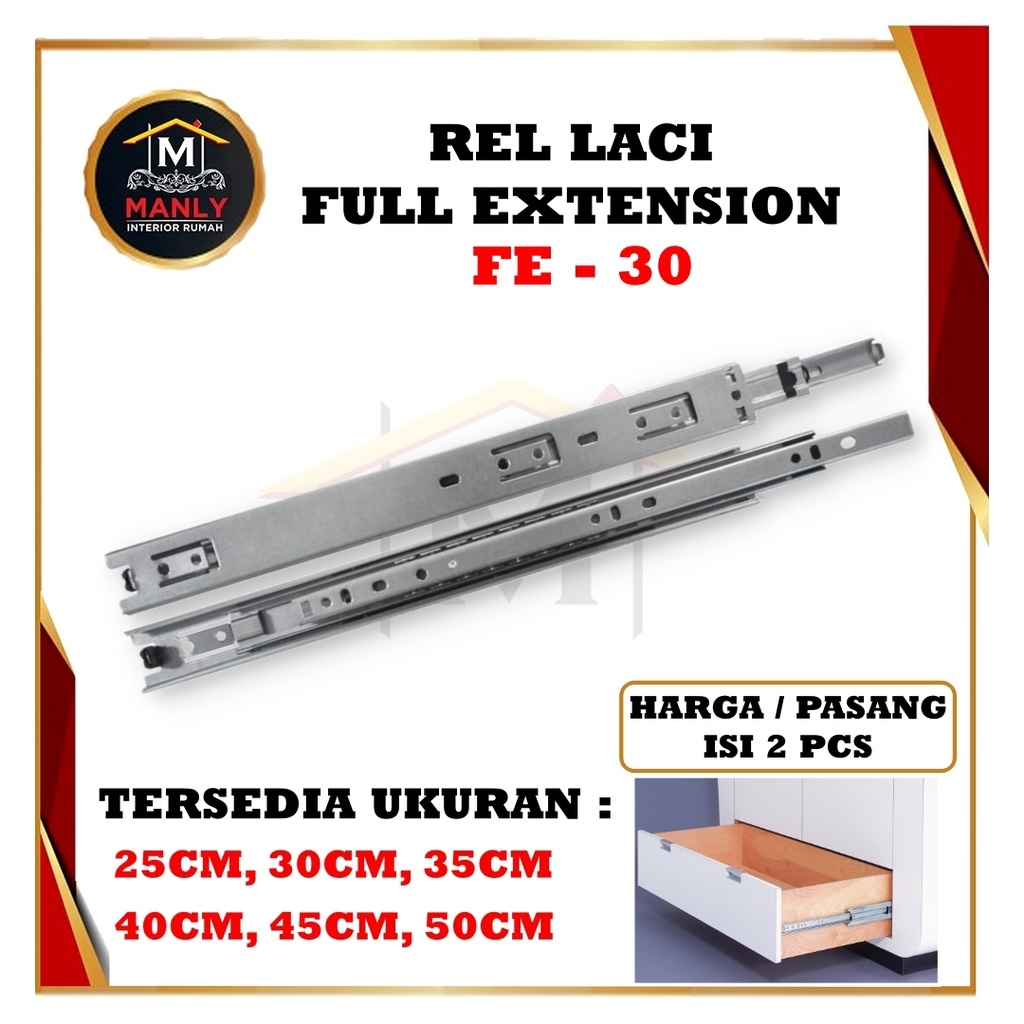 Jual Rel Laci Double Track FE 30 mm Ball Bearring Full Extention 25cm ...