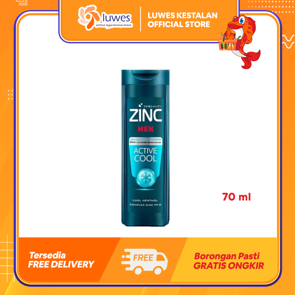 Jual Zinc Men Biru Anti-Dandruff Shampoo Active Cool 170ML | Shopee ...