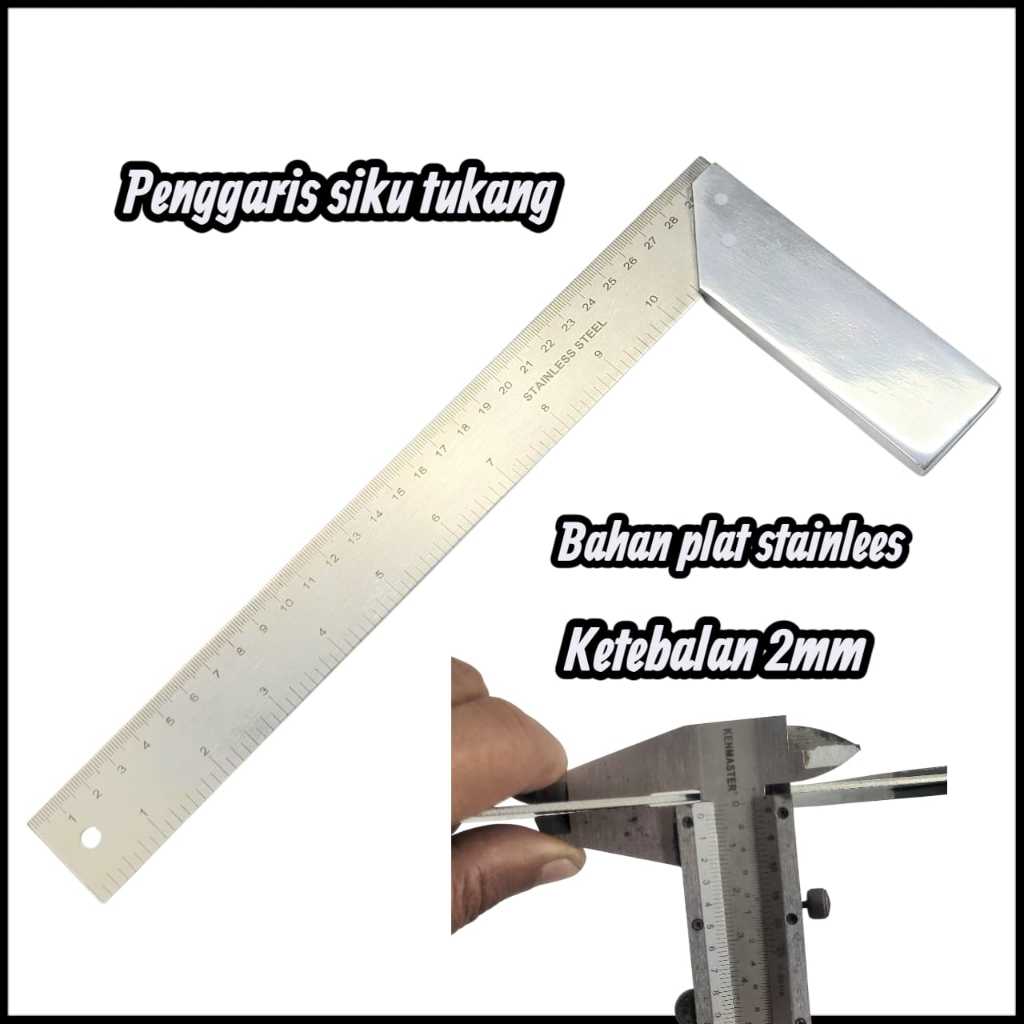 Jual penggaris siku tukang stainlees ketebalan 2mm | Shopee Indonesia