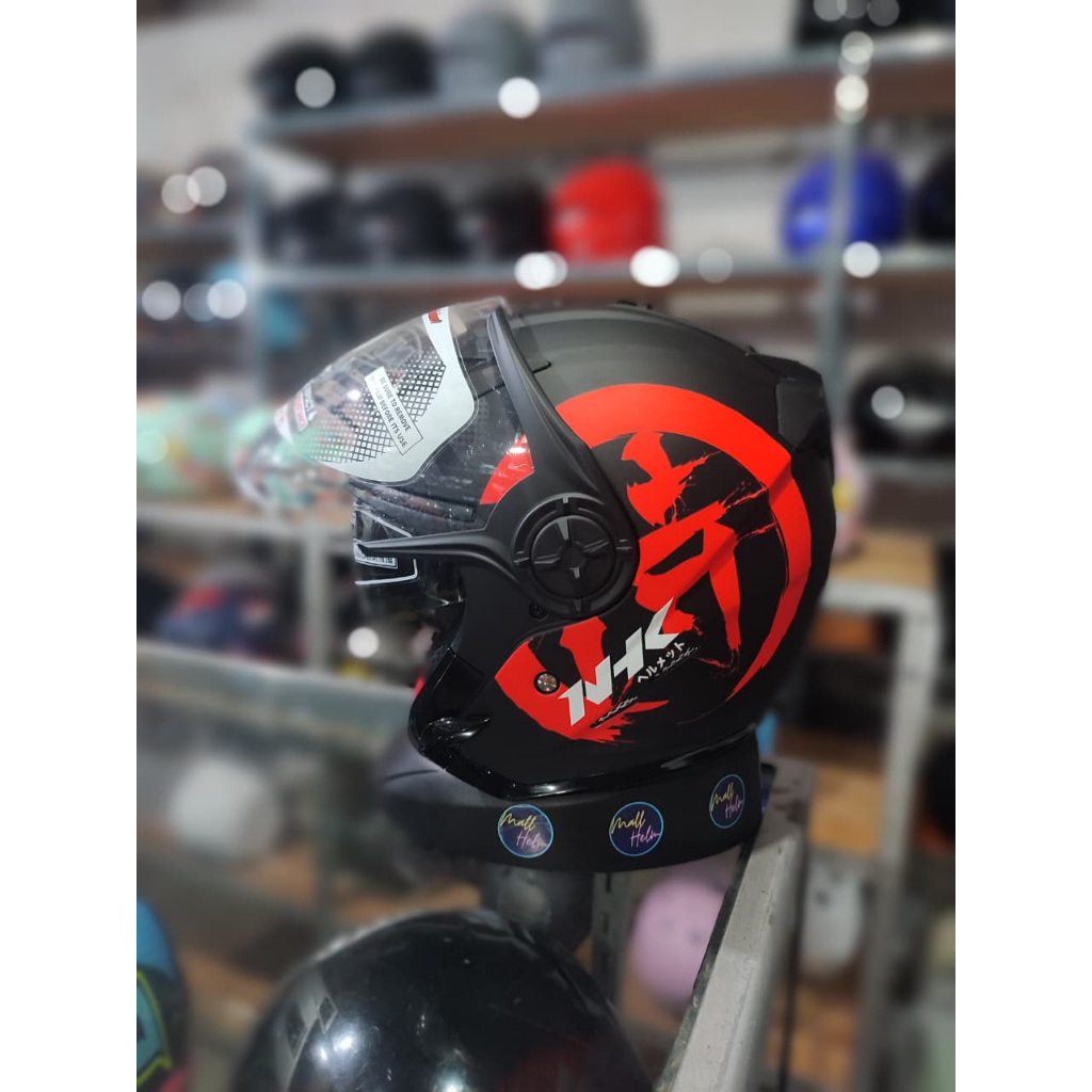Jual HELM NHK GLADIATOR MOTIF KANJI BLACK RED DOF DOUBLE VISOR | Shopee ...