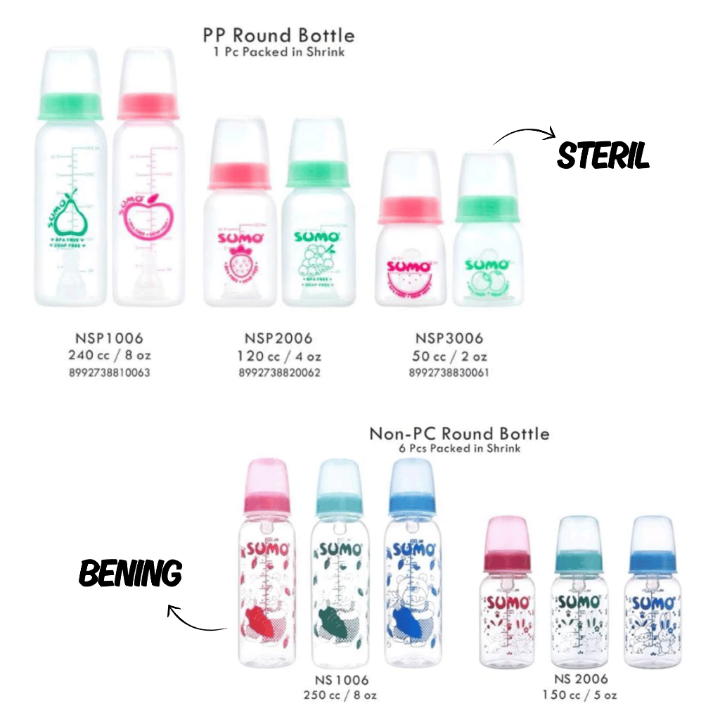 Jual NINIO SUMO BOTOL DOT SUSU BAYI PC BENING / PP STERIL 50ML,120ML ...