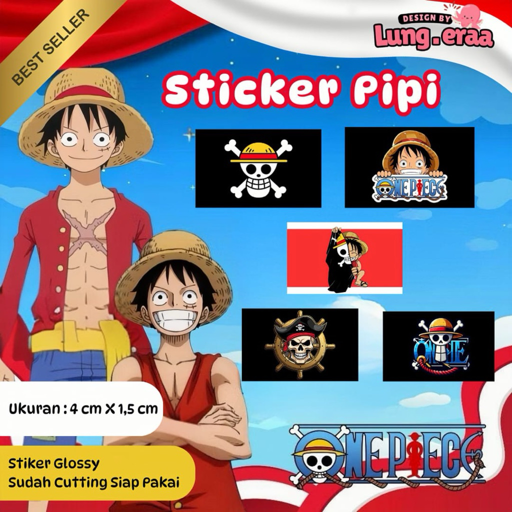 Jual (ISI 210 pcs )Stiker Pipi Bendera One Piece Chromo / Anime Luffy ...