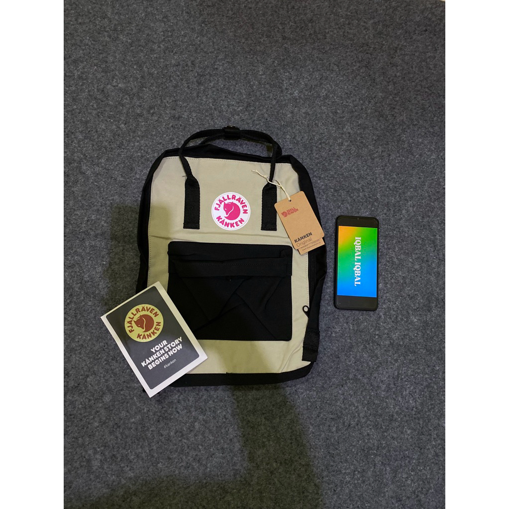 Jual backpak kanken hitam cream 16L | Shopee Indonesia