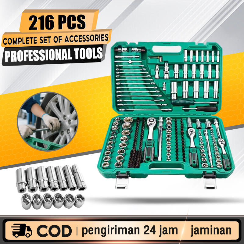 Jual Tool Set Kunci Shock Socket Lengkap 216 PCS /172 PCS/151 PCS Kotak Alat Perbaikan Mobil ...