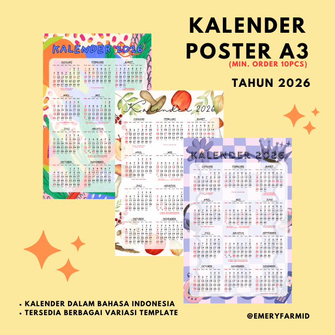 Jual [A3+] Kalender Poster - Kalender 2026 | ada pilihan template ...