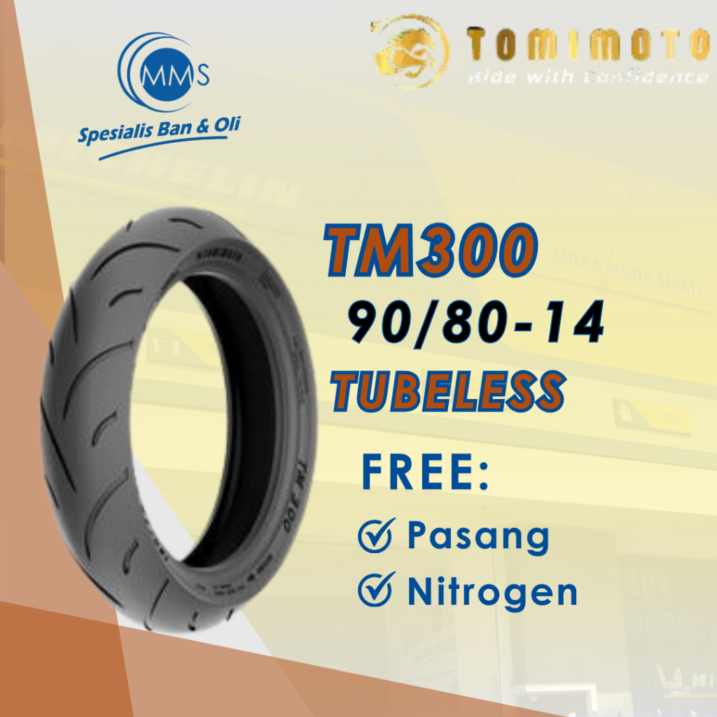 Jual Ban Motor TOMIMOTO TM300 Ring 14 90/80-14 Tubeless (TL) | Shopee ...