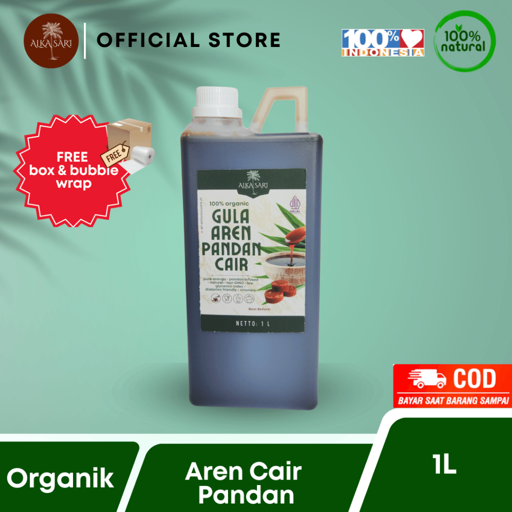 Jual Gula Aren Cair Ekstrak Pandan Organik Alka Sari 1L | Shopee Indonesia
