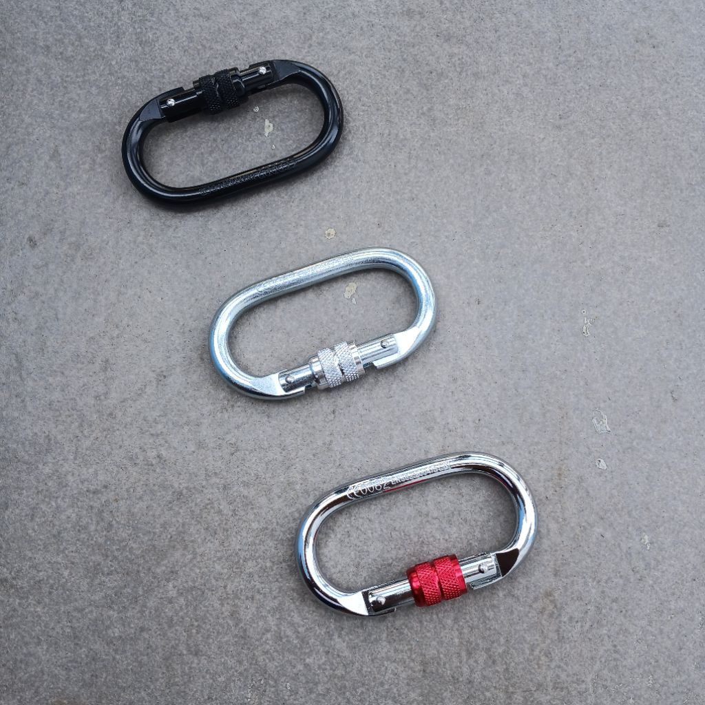 Jual Carabiner Baja Steel Oval Auto lock dan Screw Lock 25kn Karabiner ...