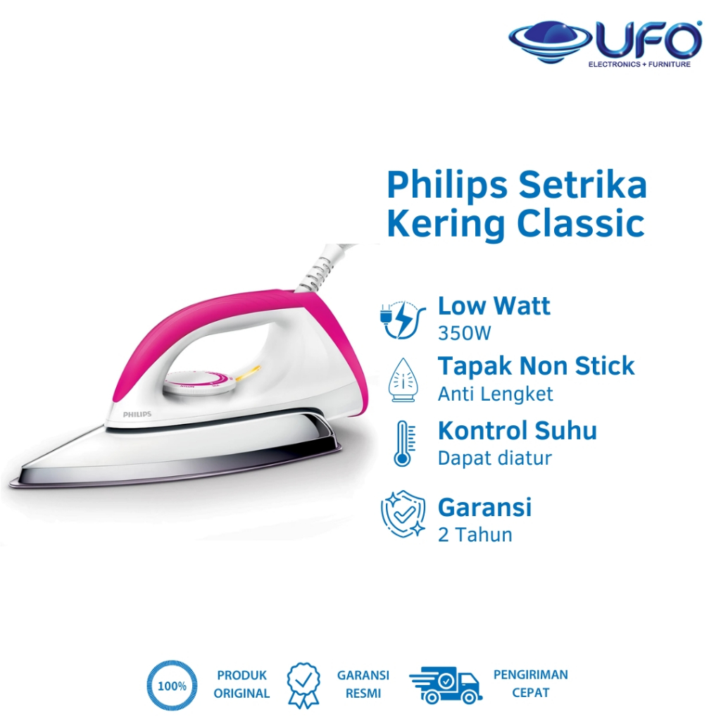 Jual Philips Setrika Pink HD1173/40 | Shopee Indonesia