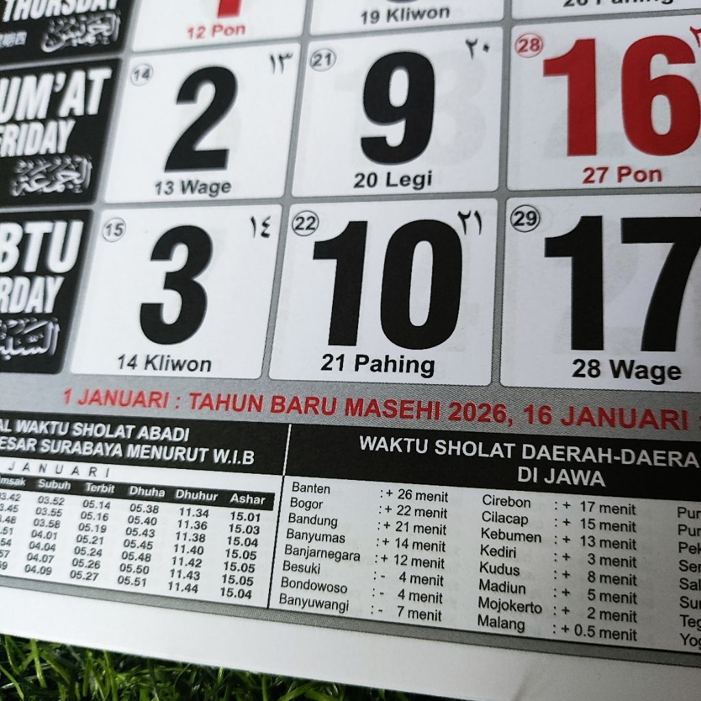 Jual Kalender 2026 masehi jawa pon kliwon legi | Shopee Indonesia