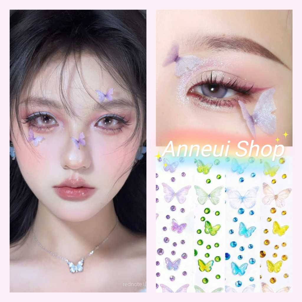 Jual Butterfly Kpop Concert Makeup Stiker Manik Wajah Gem Crystal Face ...