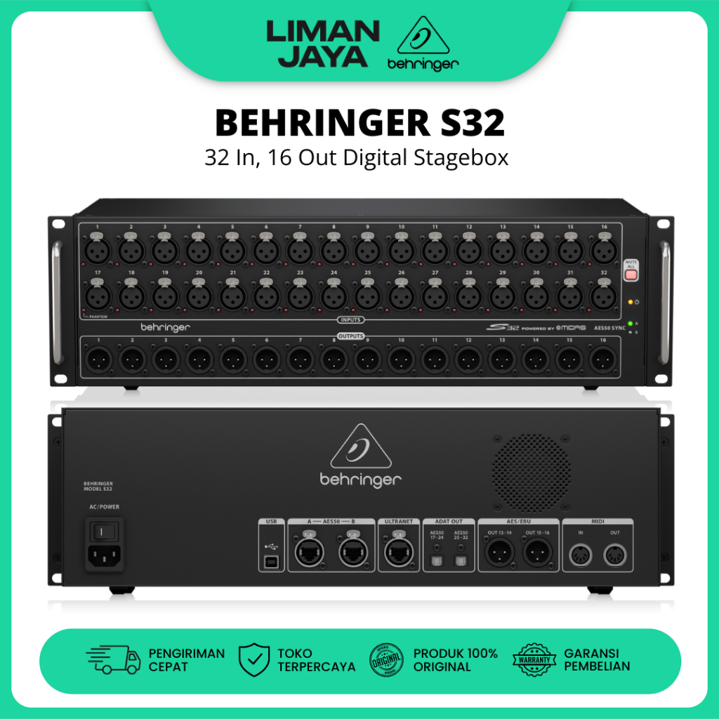 Jual Behringer S32 Snake Cable Digital Stagebox Stage Box S-32 S 32 ...