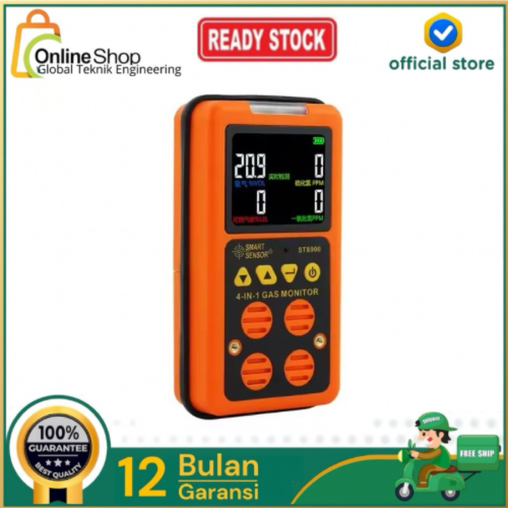 Jual Gas Monitor 4 in 1 Smart Sensor ST8900 H2S O2 CO LEL Detector ST ...