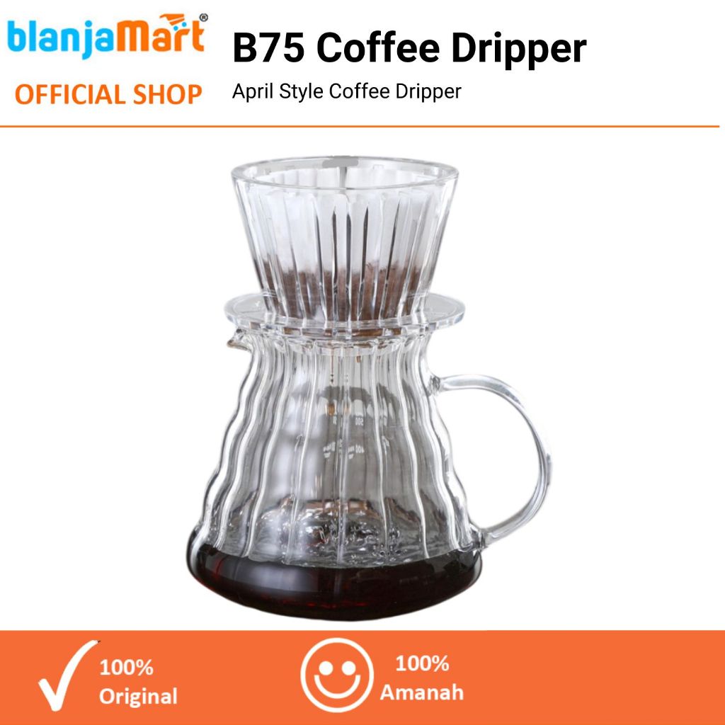 Jual B75 Flat Bottom Coffee Dripper Fast Flow V60 Set Manual Filter ...