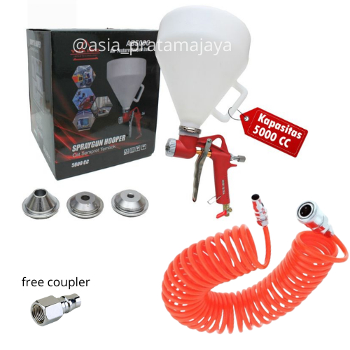 Jual PAKET Spray Gun Hopper Cat Semprot Tembok 5000 CC Air Cement ...