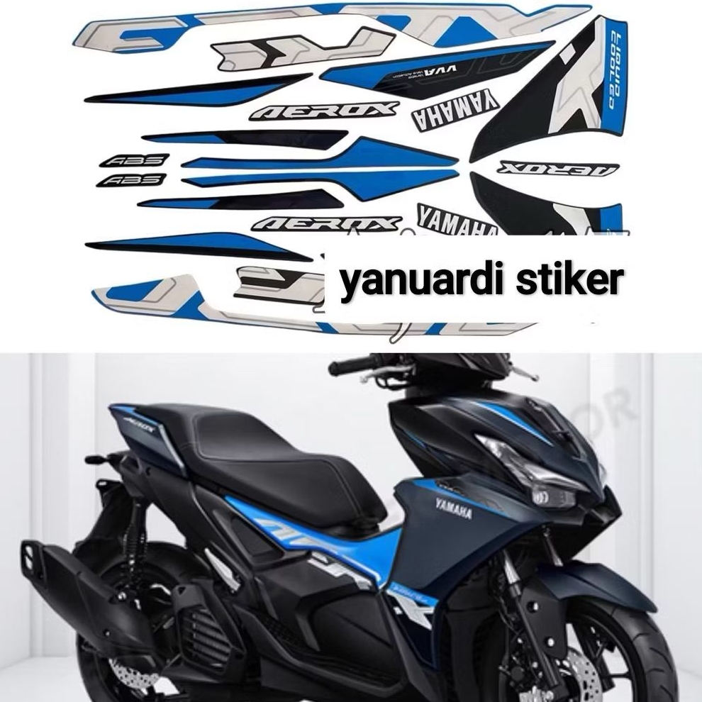 Jual Striping list stiker yamaha aerox alpha tahun 2025 biru aerox ...