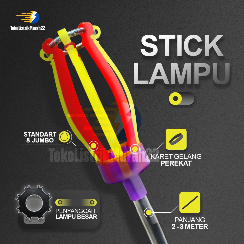 Jual (Murah) Stik lampu /Tongkat lampu / Satu Set Tongkat dan Kepala ...