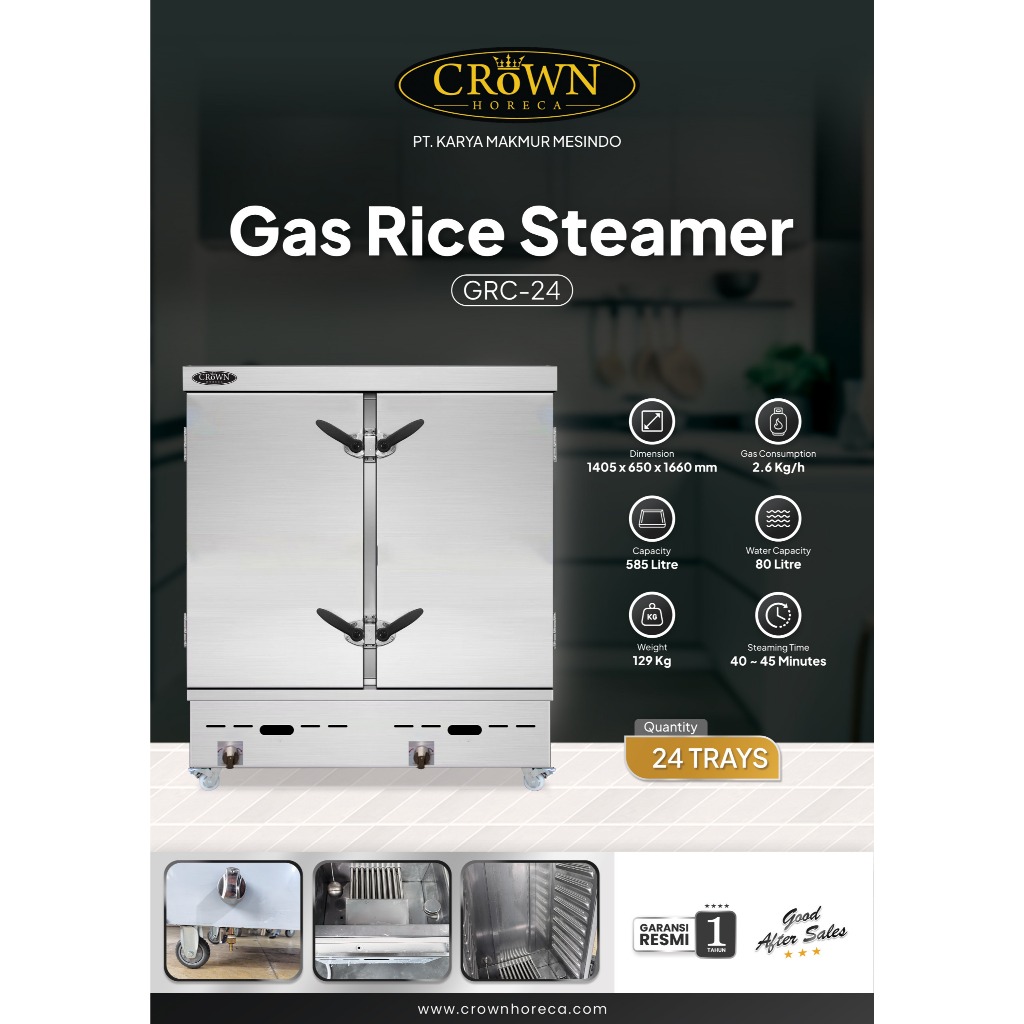 Jual Crown Gas Rice Steamer 12 Tray GRC-12 / Rice Steamer Gas 24 Loyang ...