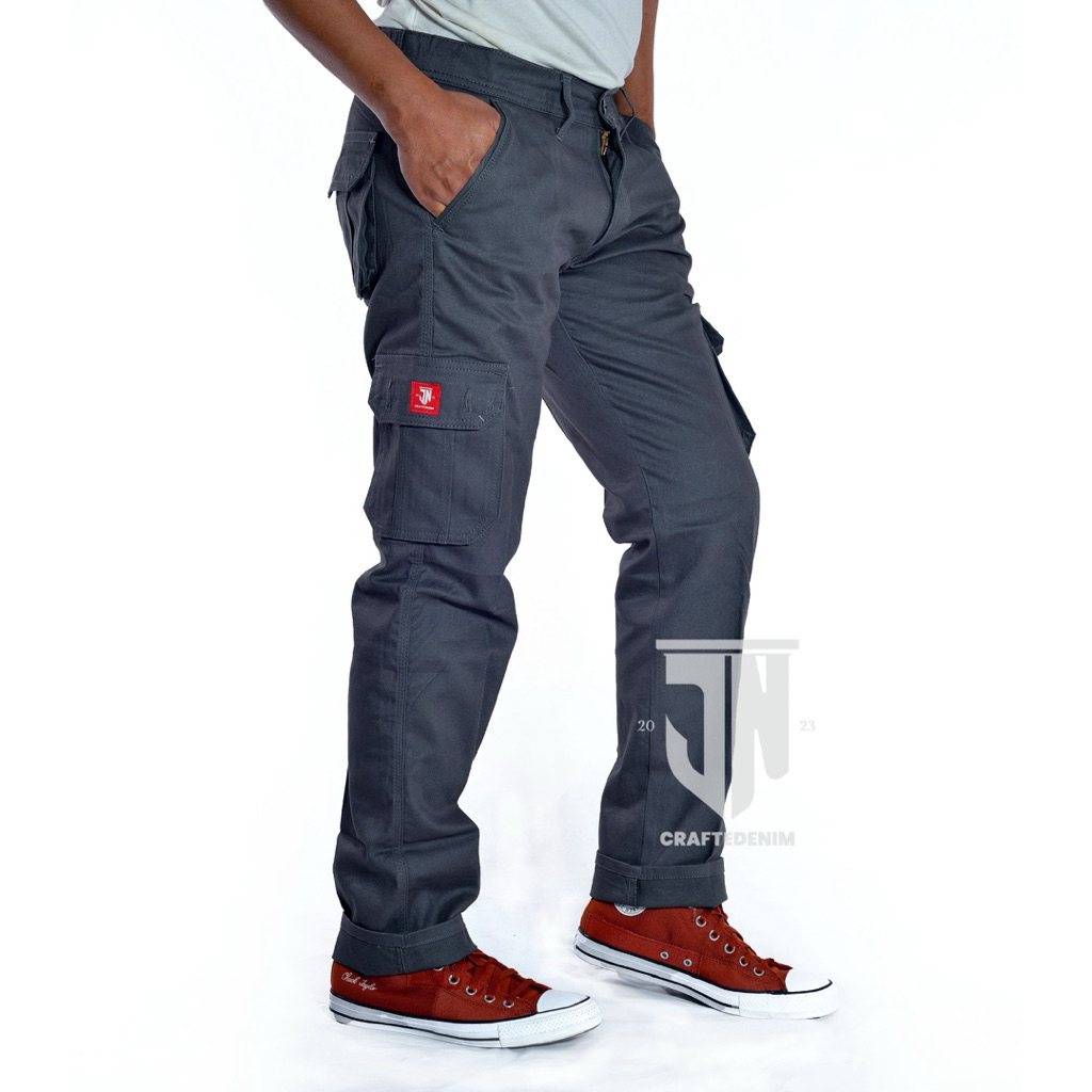 Jual PDL Cargo Panjang Pria Slim fit Warna Abu Abu Bahan Cotton Twill ...