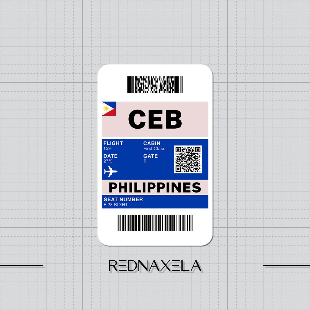 Jual Stiker Vinyl Boarding Pass CEB Cebu Philippines Stiker Koper ...