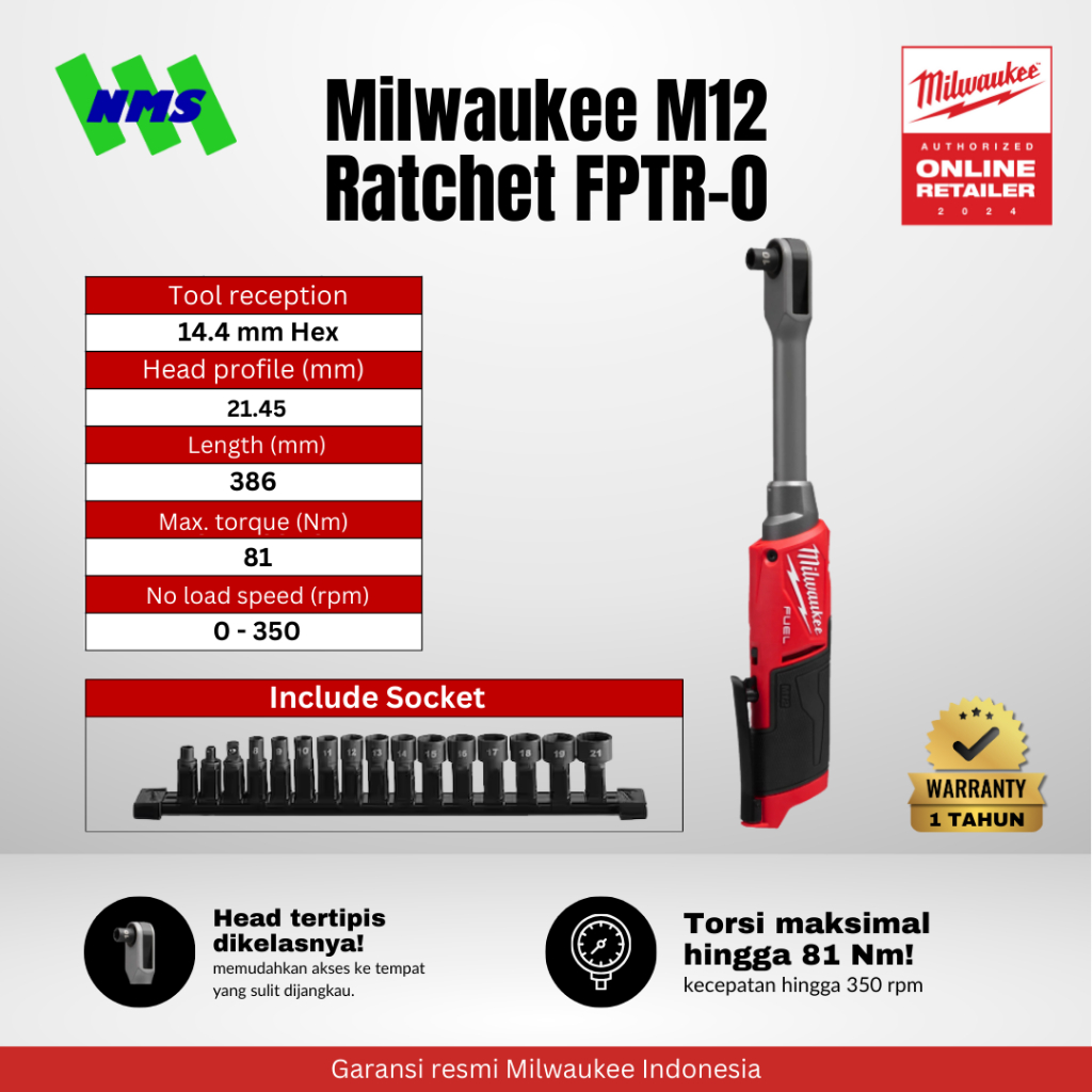 Jual Mesin Pembuka Baut Panjang Milwaukee M12 FPTR-0 FUEL Insider Pass ...