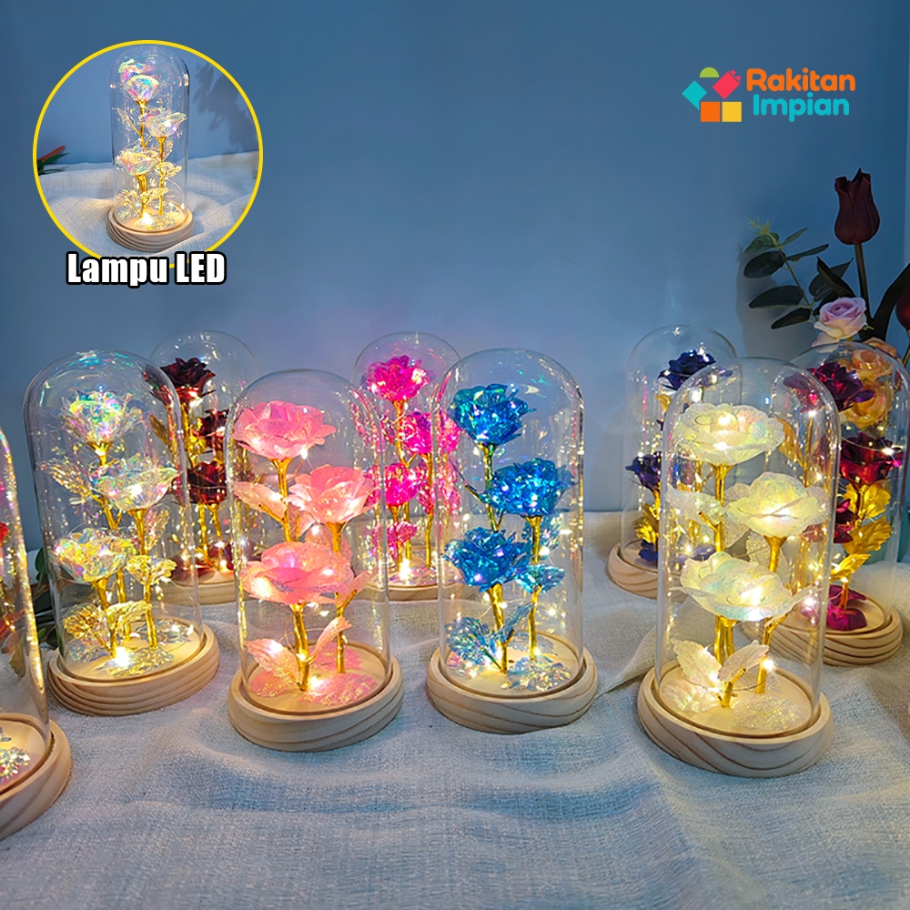 Jual Bunga Mawar Kaca Akrilik Lampu Tidur LED Menyala Kado Valentine ...