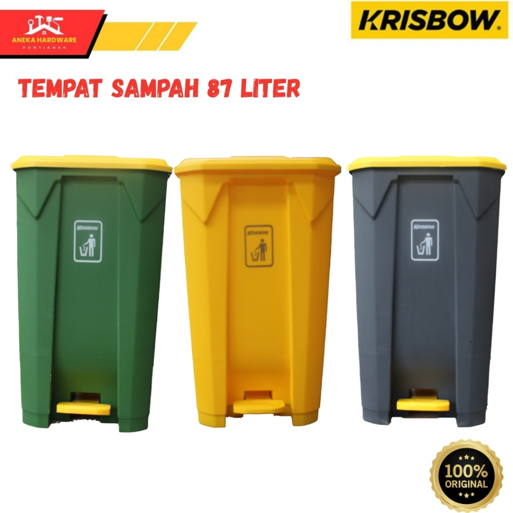 Jual Krisbow 87 Ltr Tempat Sampah Plastik Pedal - Kuning/abu-abu/Hijau ...