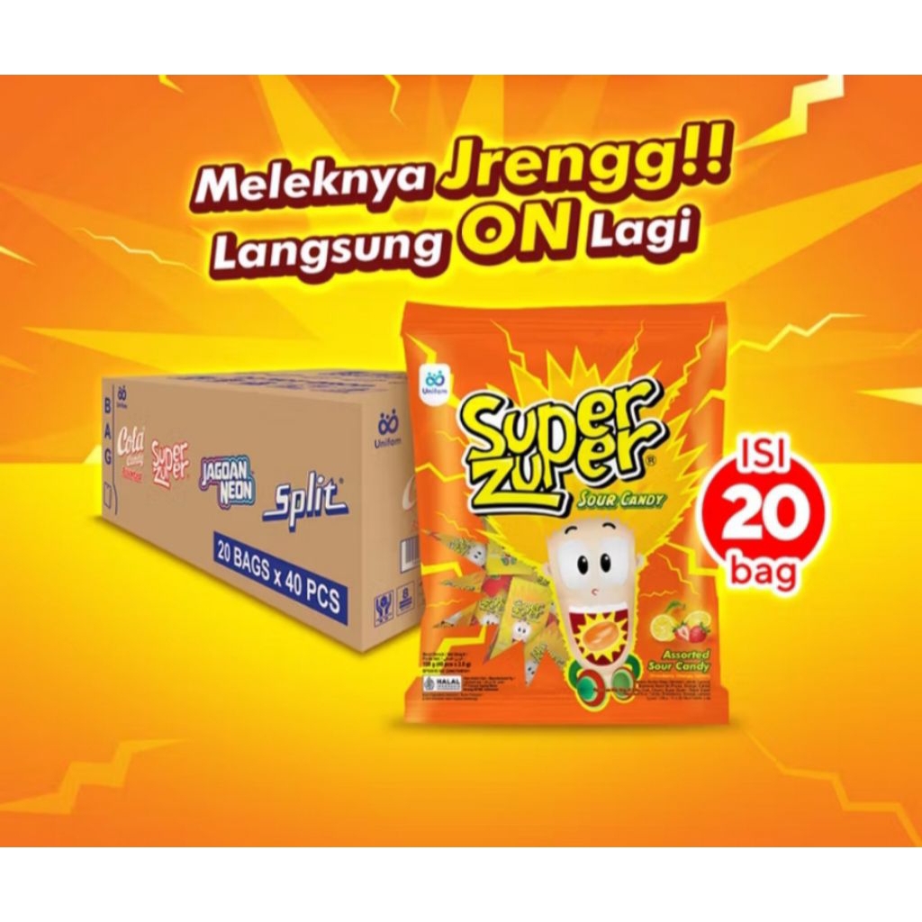 Jual Permen Super Zuper Assorted Candy Bag (1DUS: 20Bag x 40Pcs ...