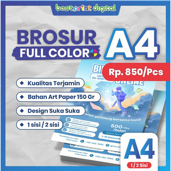 Jual CETAK BROSUR A4 / ART PAPER 150GSM BERKUALITAS, MURAH, WARNA TAJAM - TINGGAL KIRIM ...