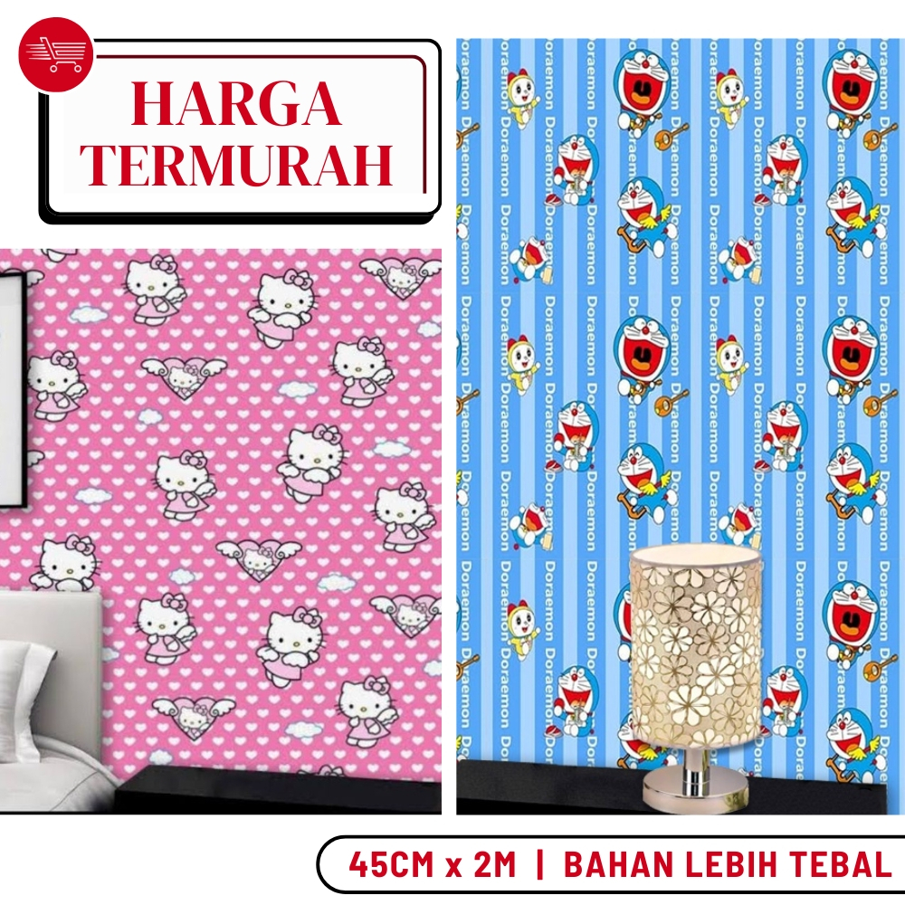 Jual Wallpaper Dinding Hello Kitty Wallpaper Dinding Kamar Tidur Anak Motif Wallpaper Hello ...