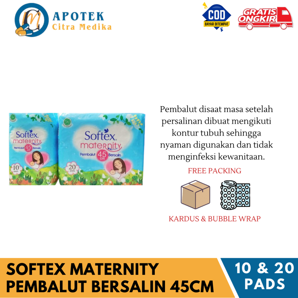 Jual SOFTEX MATERNITY PEMBALUT BERSALIN 45 (ISI 10 DAN 20 PADS ...
