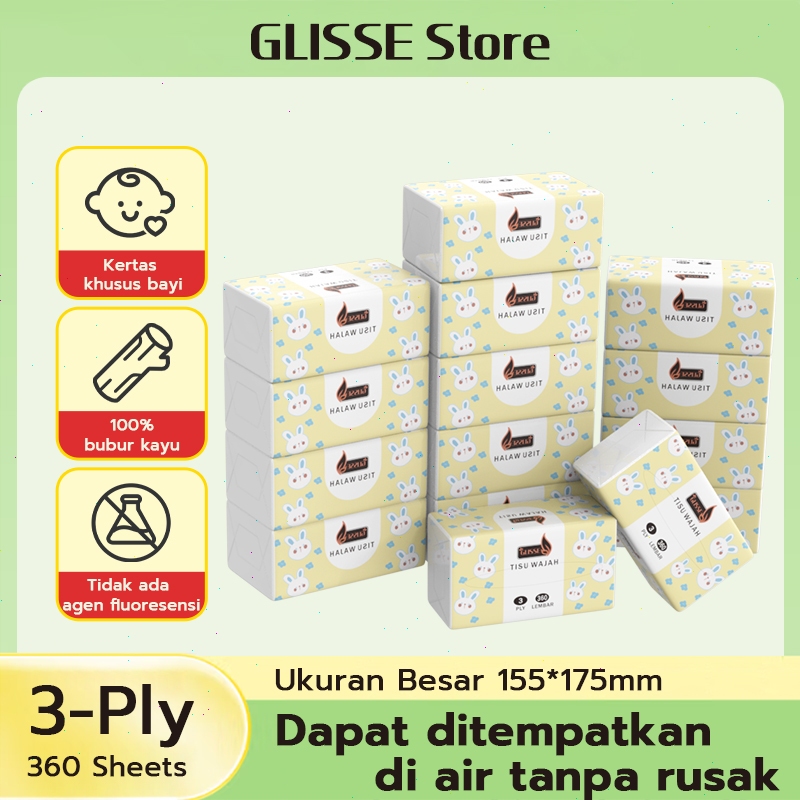 Jual 【Bagus】Glisse Tissue Facial Tissue 360 Helai 3 Ply Pengiriman ...