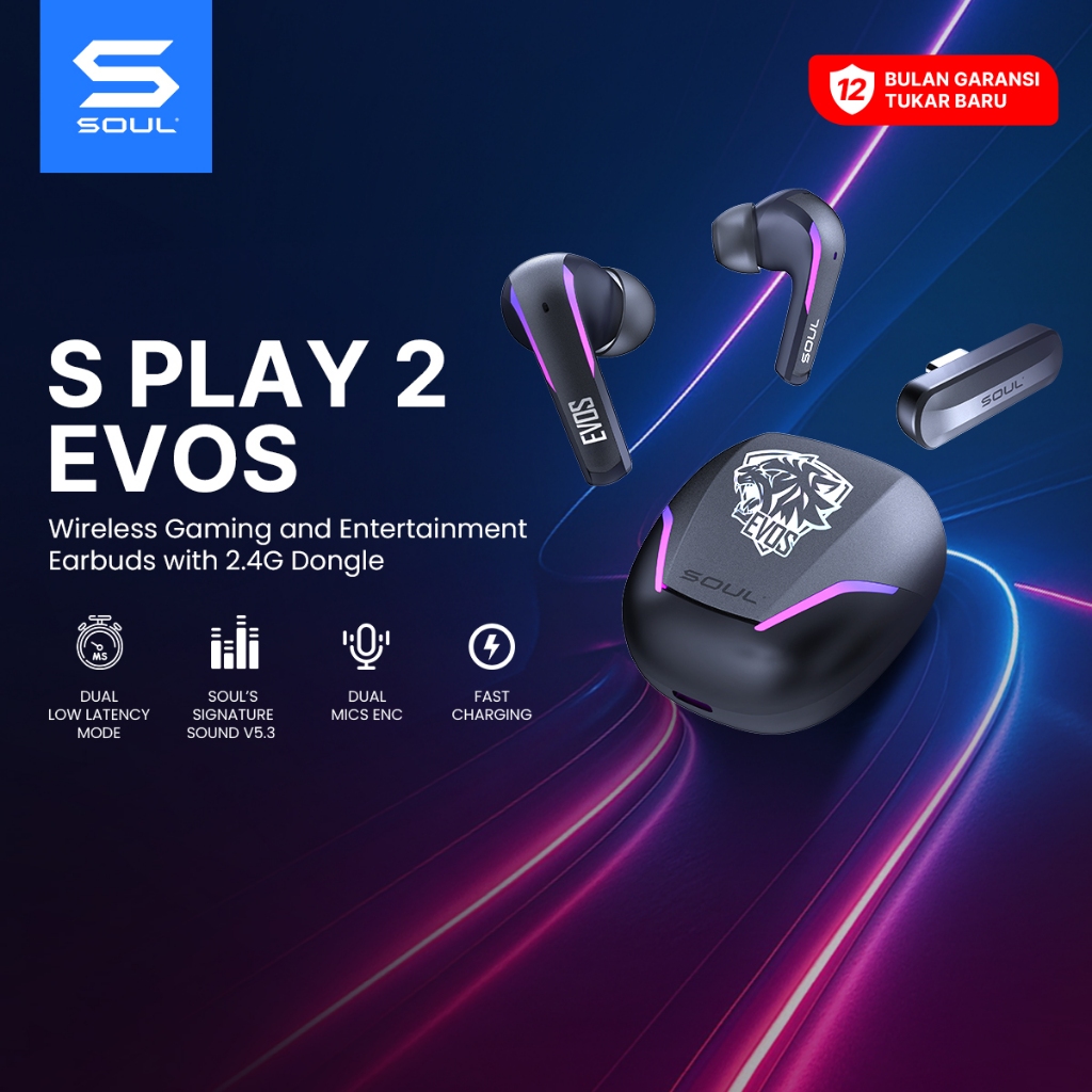 Jual SOUL S Play 2 TWS Gaming Dual Mode Bluetooth & 2.4Ghz Dongle Low ...