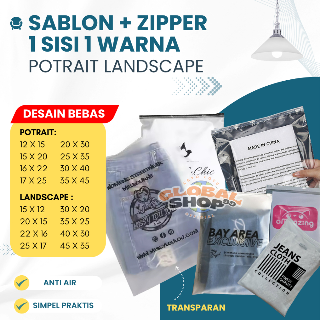 Jual SABLON PLUS ZIPLOCK 1 SISI 1 WARNA Kantong Plastik Packing Travel ...